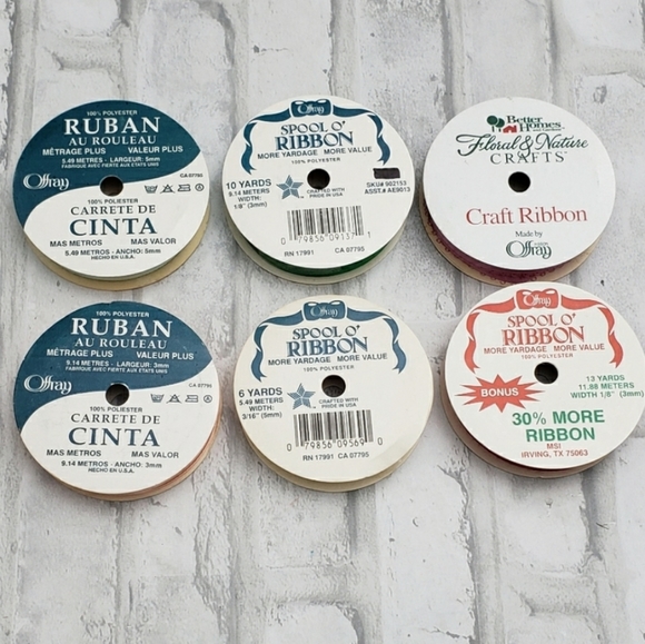 Offray | Holiday | New Lot 6 Vintage Spools Craft Ribbons | Poshmark